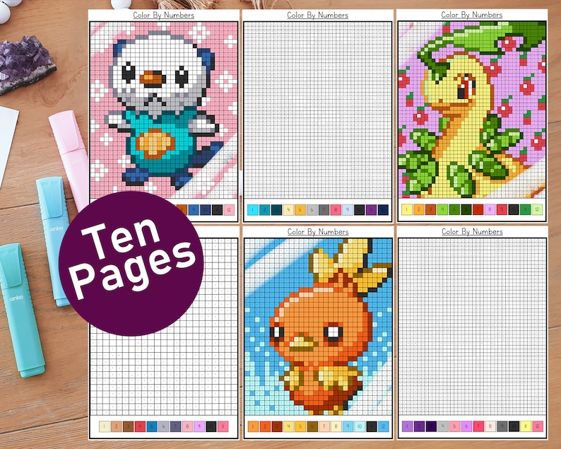 Pokemon Color by Numbers Pack 2 Printable Coloring Pages Pokemon ...