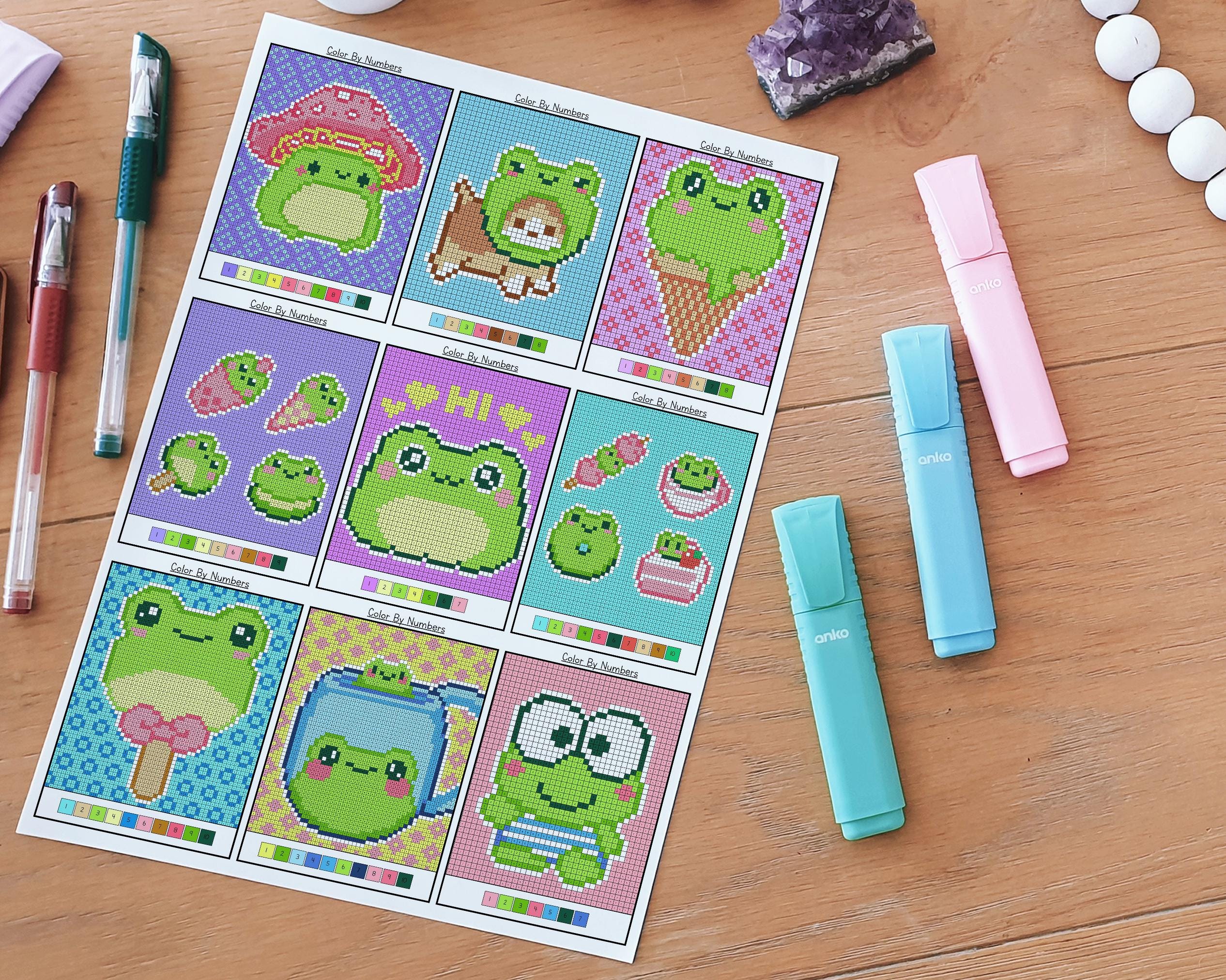 Pixel Frogs Color by Numbers Coloring Pack | Pets Coloring Pages ...