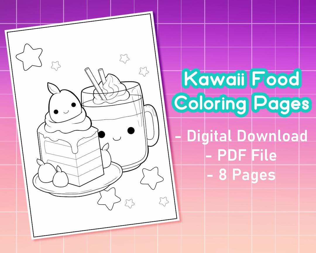 Kawaii Food Coloring Pages Food Cute Coffee Fall Cozy Adult Coloring ...