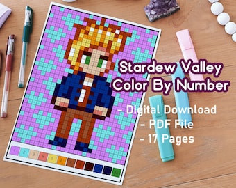 Stardew Boys Color by Number Coloring Pack | Gaming Coloring Pages ...