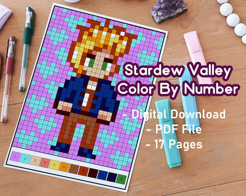 Stardew Boys Color by Number Coloring Pack | Gaming Coloring Pages ...