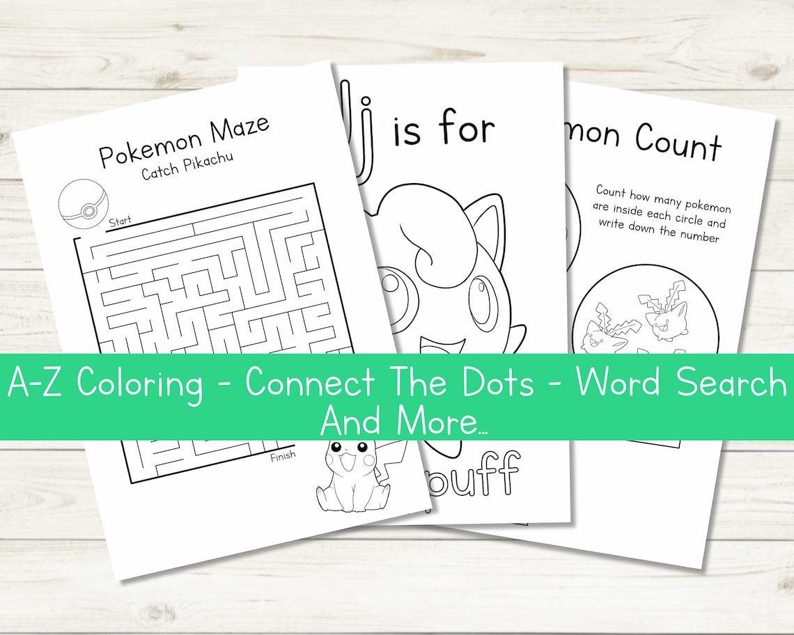 Pokemon Activity Pack A-Z Coloring Worksheets for Kids - Etsy Australia