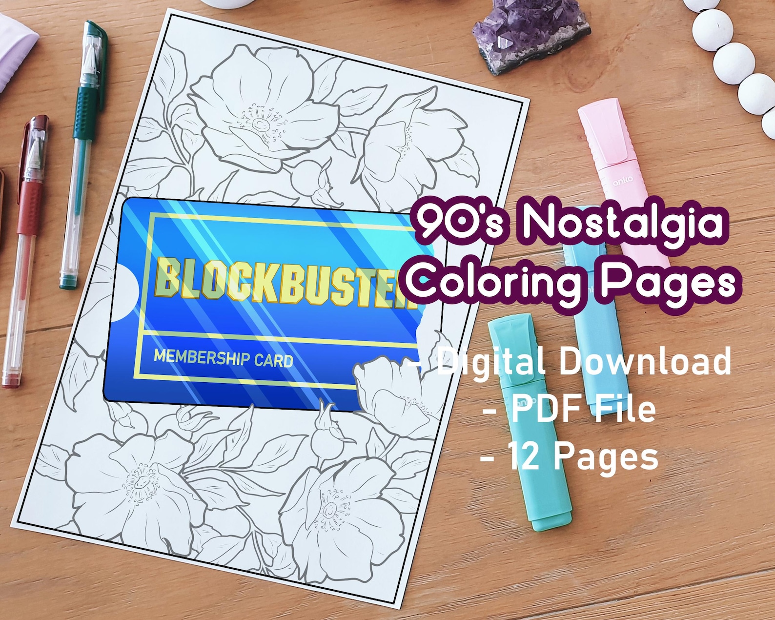 90s Nostalgia Coloring Pages Pack 2 | 90s Things | Adult Coloring Pack ...