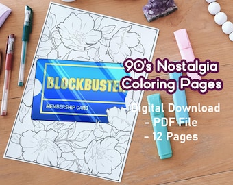 90s Nostalgia Coloring Pages Pack 2 | 90s Things | Adult Coloring Pack ...
