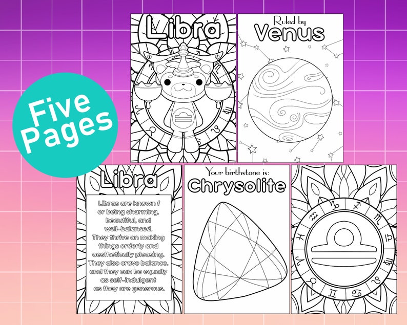 Libra Coloring Pages | Astrological Sign | Cute Zodiac | Magical ...