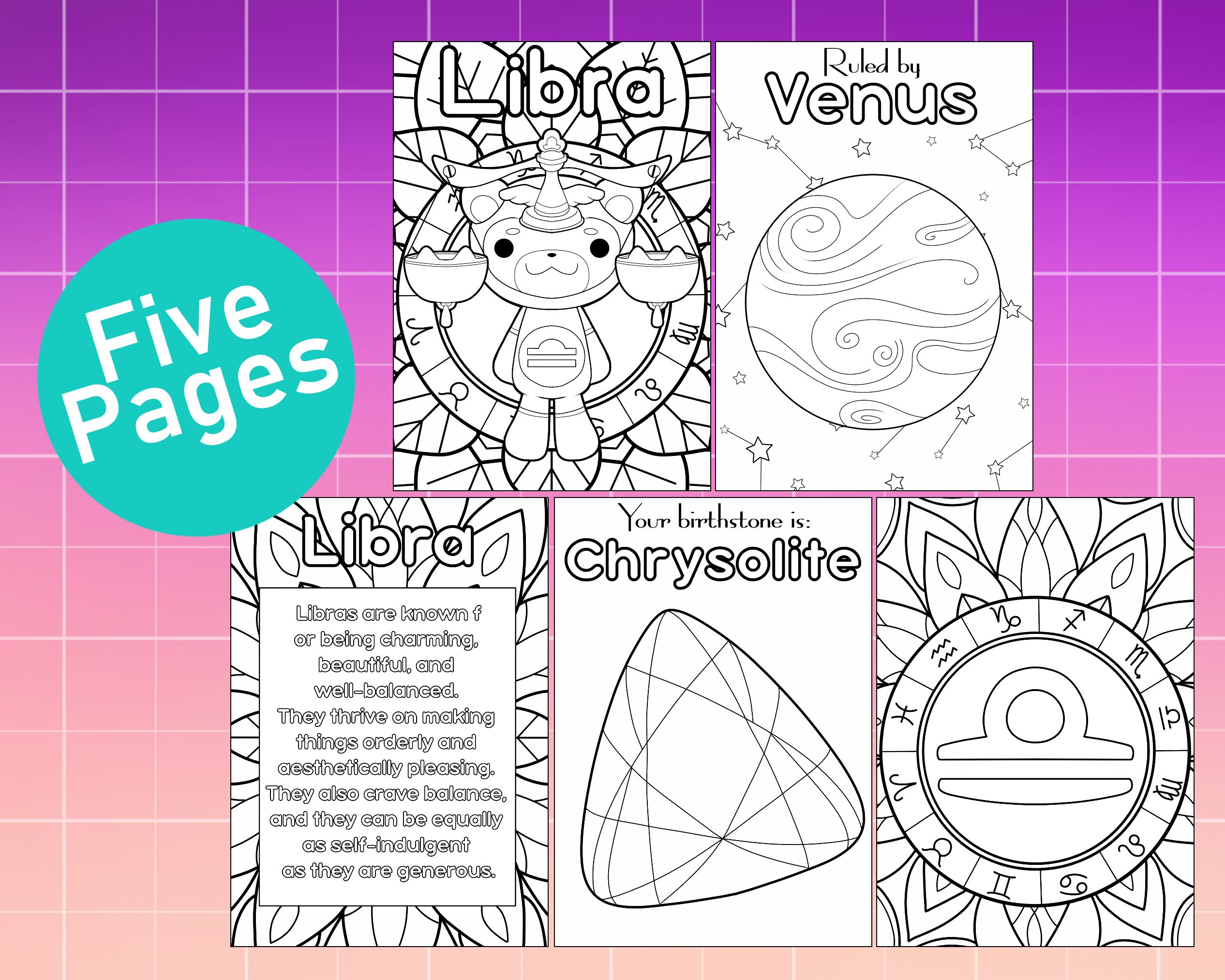 Libra Coloring Pages | Astrological Sign | Cute Zodiac | Magical ...