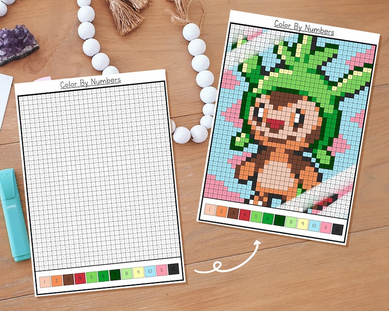 Cartoon Color by Numbers Pack 1 | Printable Coloring Pages | Poke ...