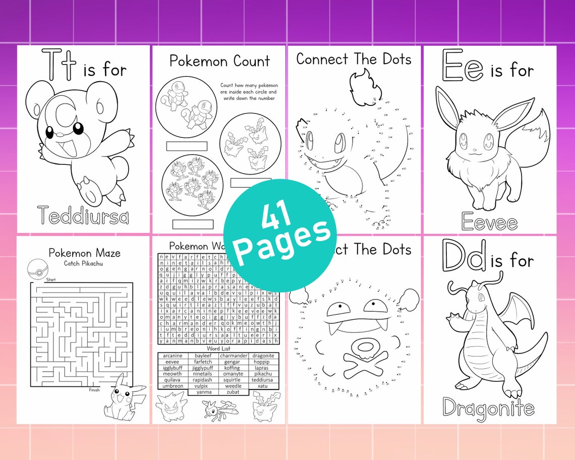 Pokemon Activity Pack A-Z Coloring Worksheets for Kids Printable ...