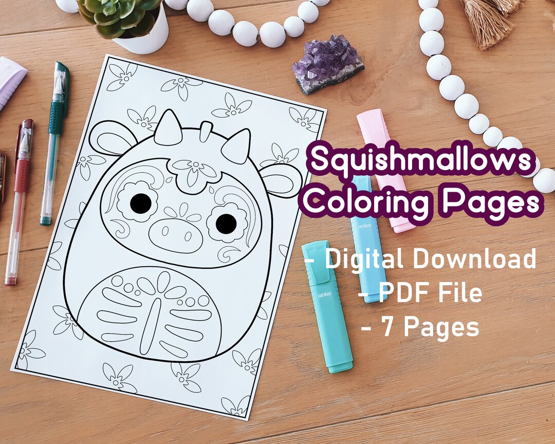 Squishamallows Coloring Pages Day of the Dead Cute Kawaii Plushies ...
