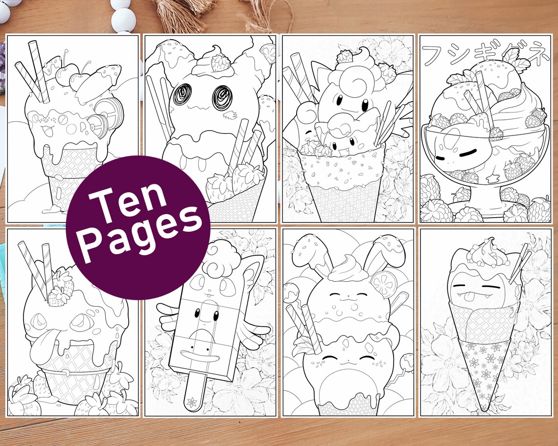 Pokemon Ice Cream Coloring Pages Printable Coloring Pages Digital ...