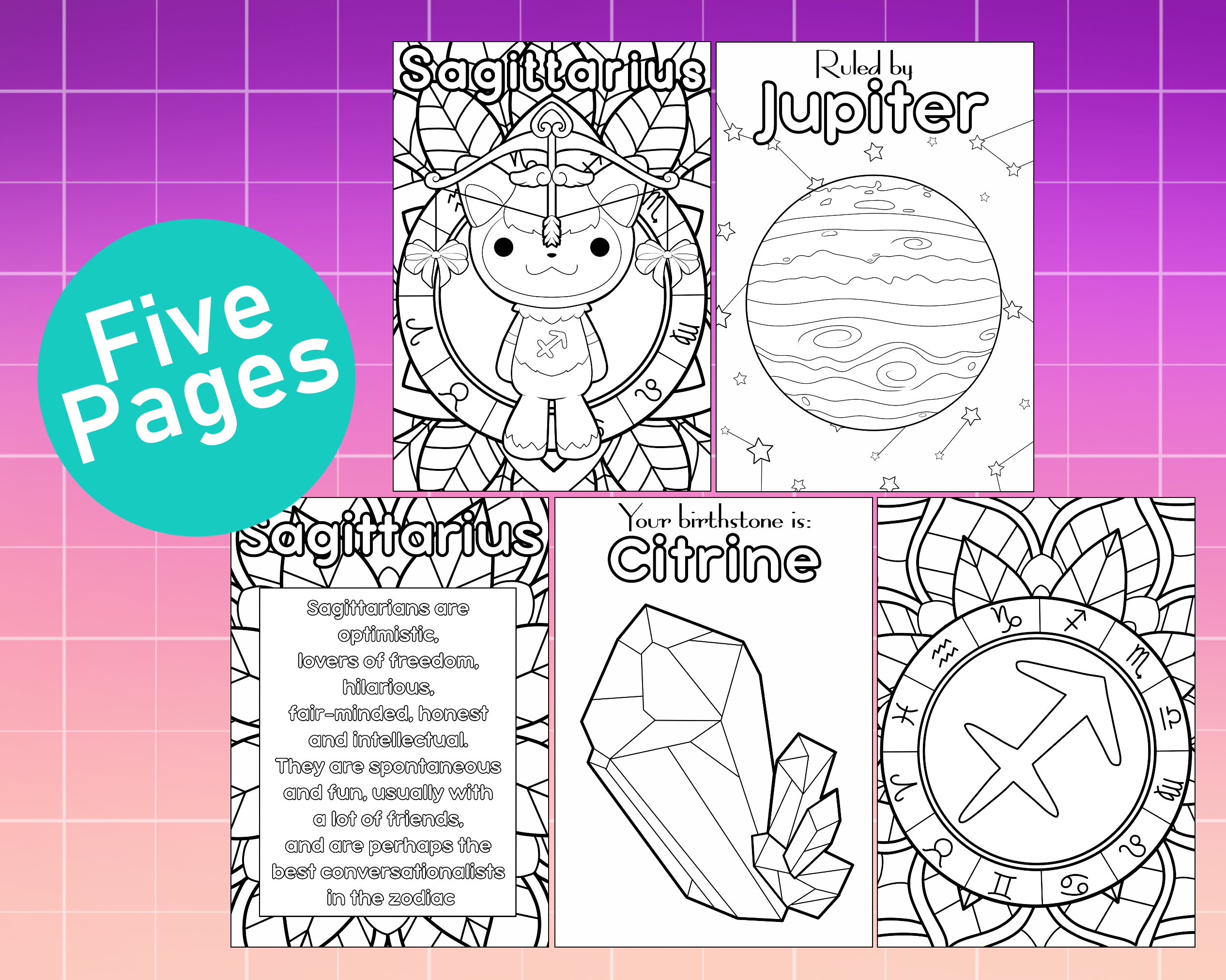Sagittarius Coloring Pages | Astrological Sign | Cute Zodiac ...