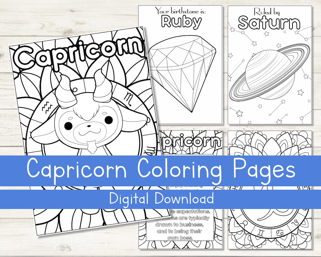 Capricorn Coloring Pages | Astrological Sign Coloring Pages | Cute ...