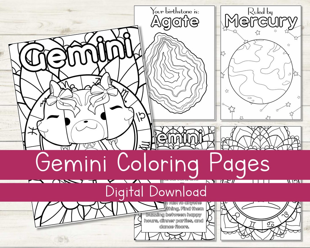Gemini Coloring Pages | Astrological Sign Coloring Pages | Cute Zodiac ...