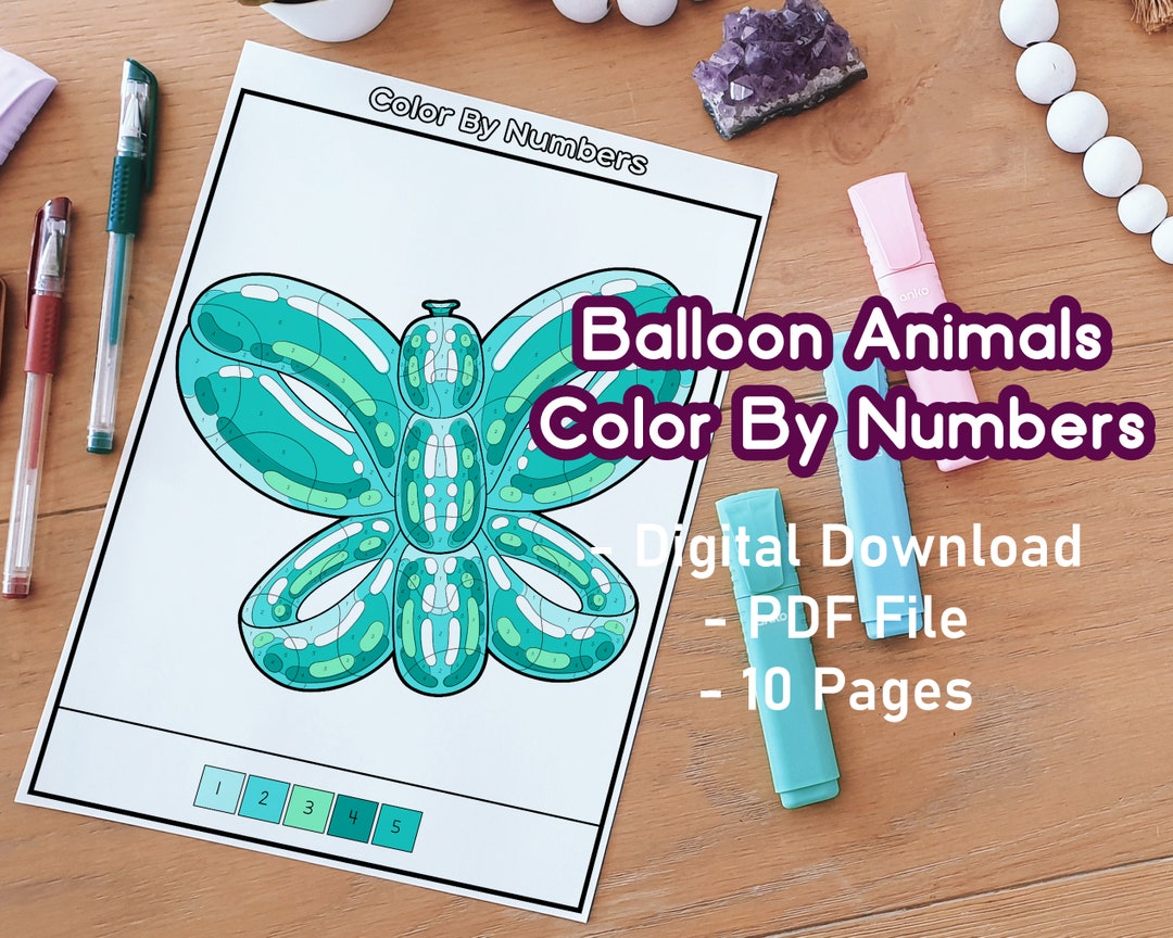 Balloon Animals Color by Numbers | Cute | Party Favours | Printable ...