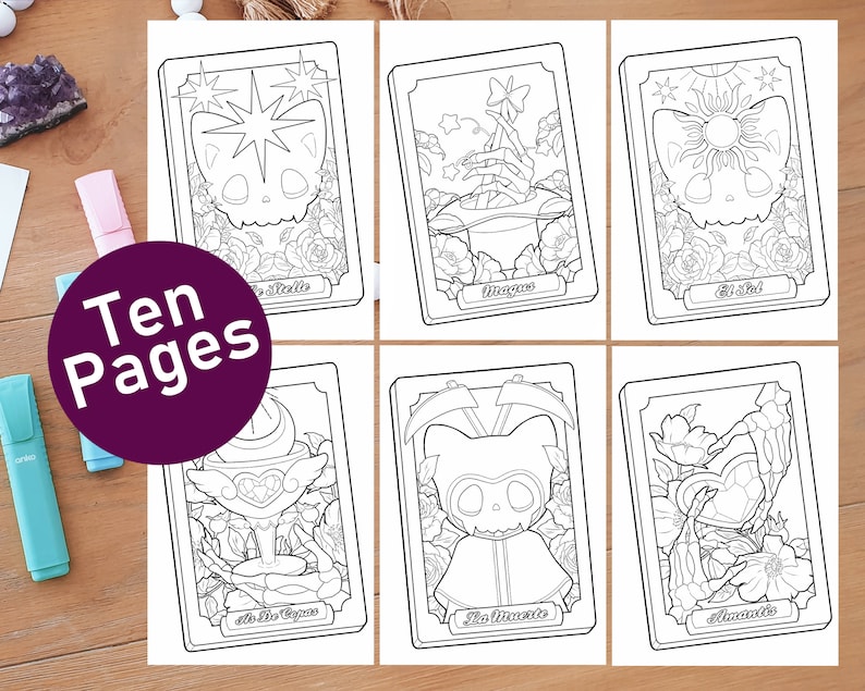 Tarot Cards Coloring Pages | Spooky | Creepy Kawaii | Witchy Art ...