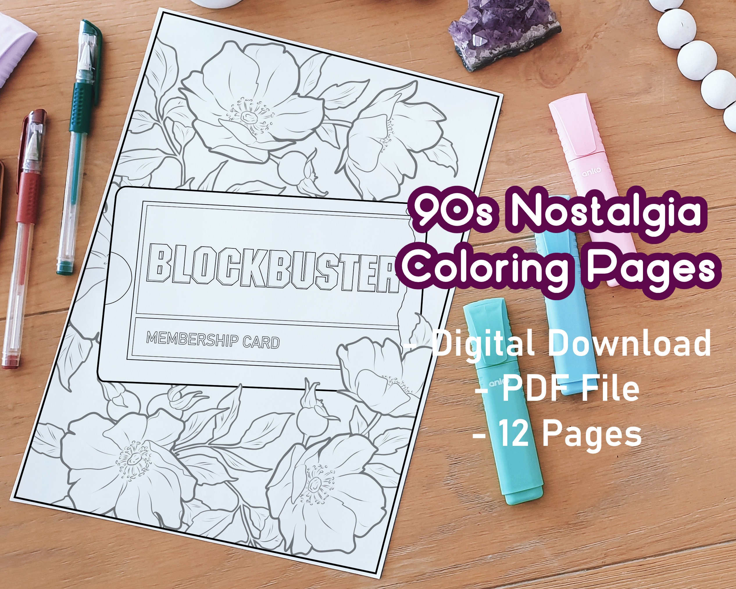90s Nostalgia Coloring Pages Pack 2 | 90s Things | Adult Coloring Pack ...