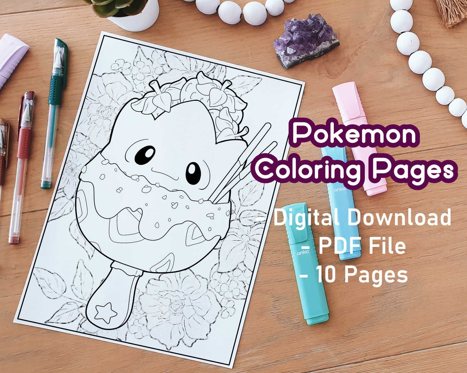 Pokemon Ice Pops Coloring Pages Printable Coloring Pages Digital ...