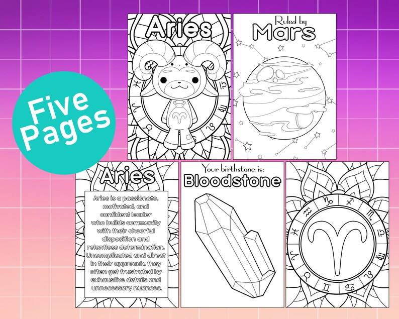 Aries Coloring Pages | Astrological Sign Coloring Pages | Cute Zodiac ...