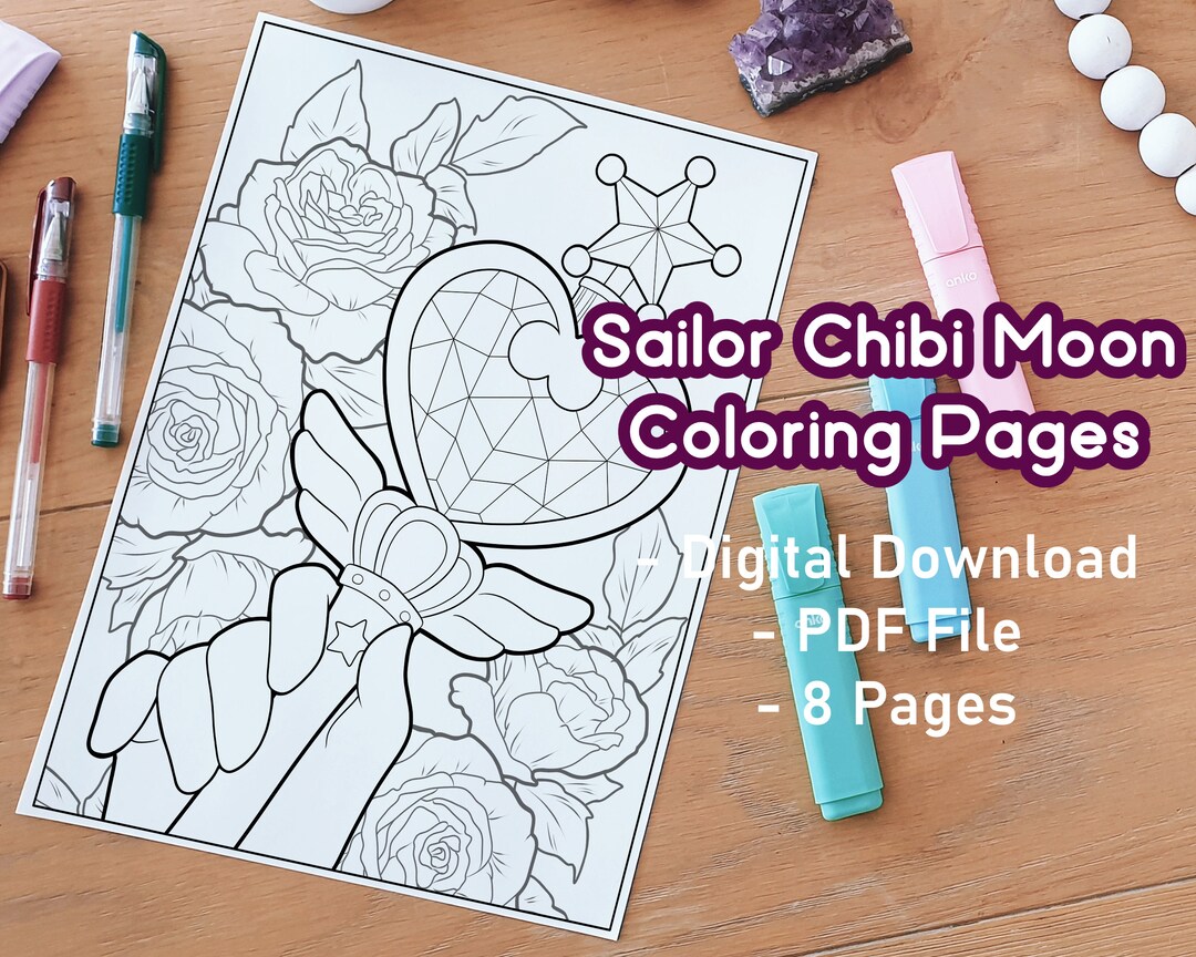 Sailor Chibi Moon Coloring Pack Printable Coloring Pages Digital Sailor ...