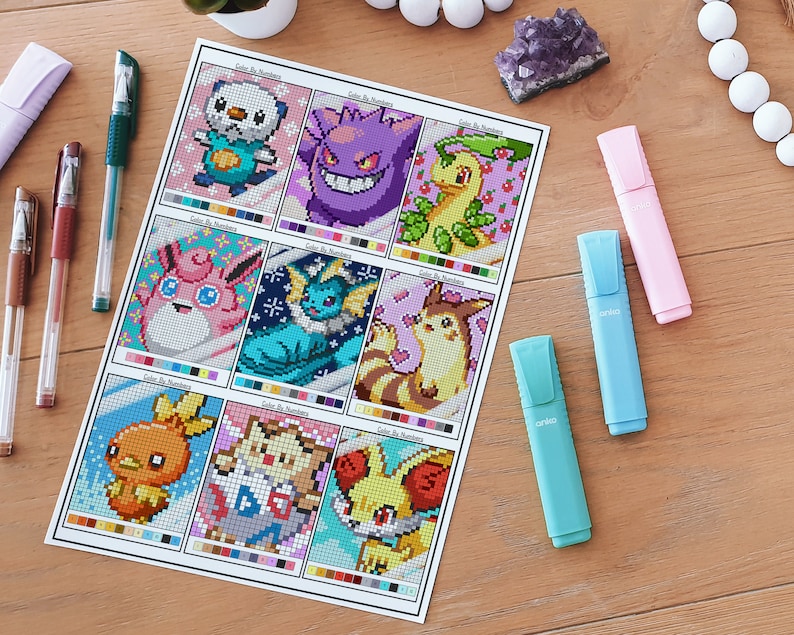 Pokemon Color by Numbers Pack 2 Printable Coloring Pages - Etsy
