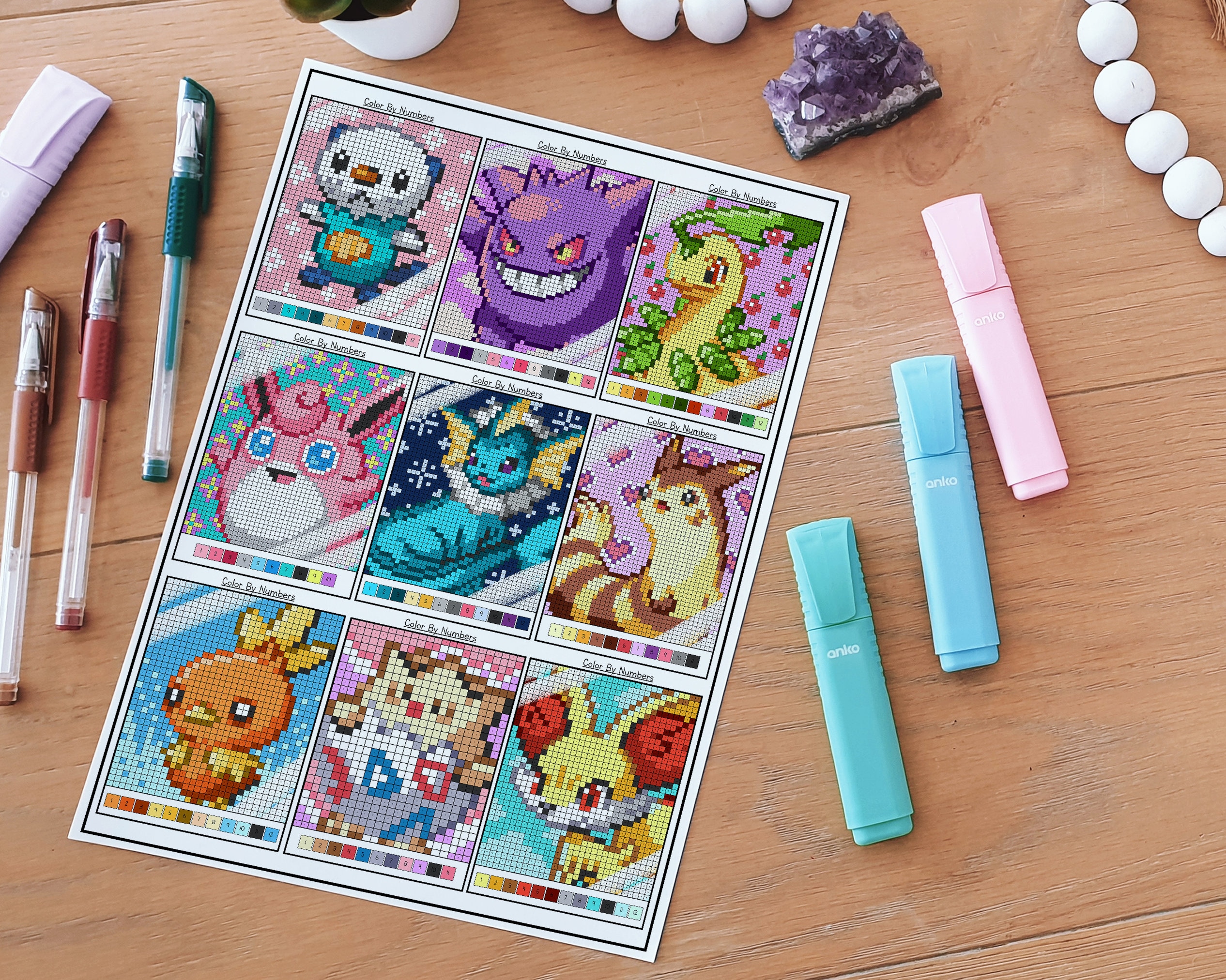 Pokemon Color by Numbers Pack 2 Printable Coloring Pages Pokemon ...