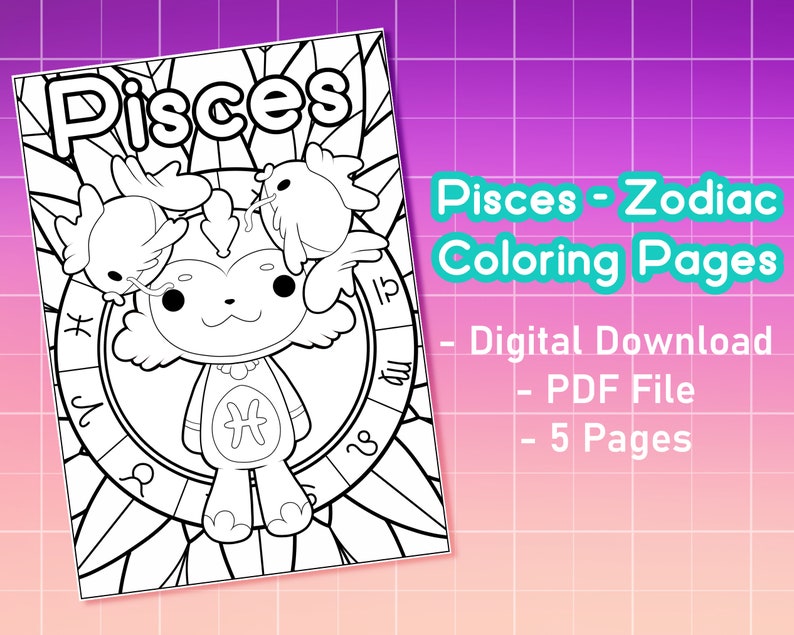 Pisces Coloring Pages Astrological Sign Coloring Pages Cute Zodiac ...