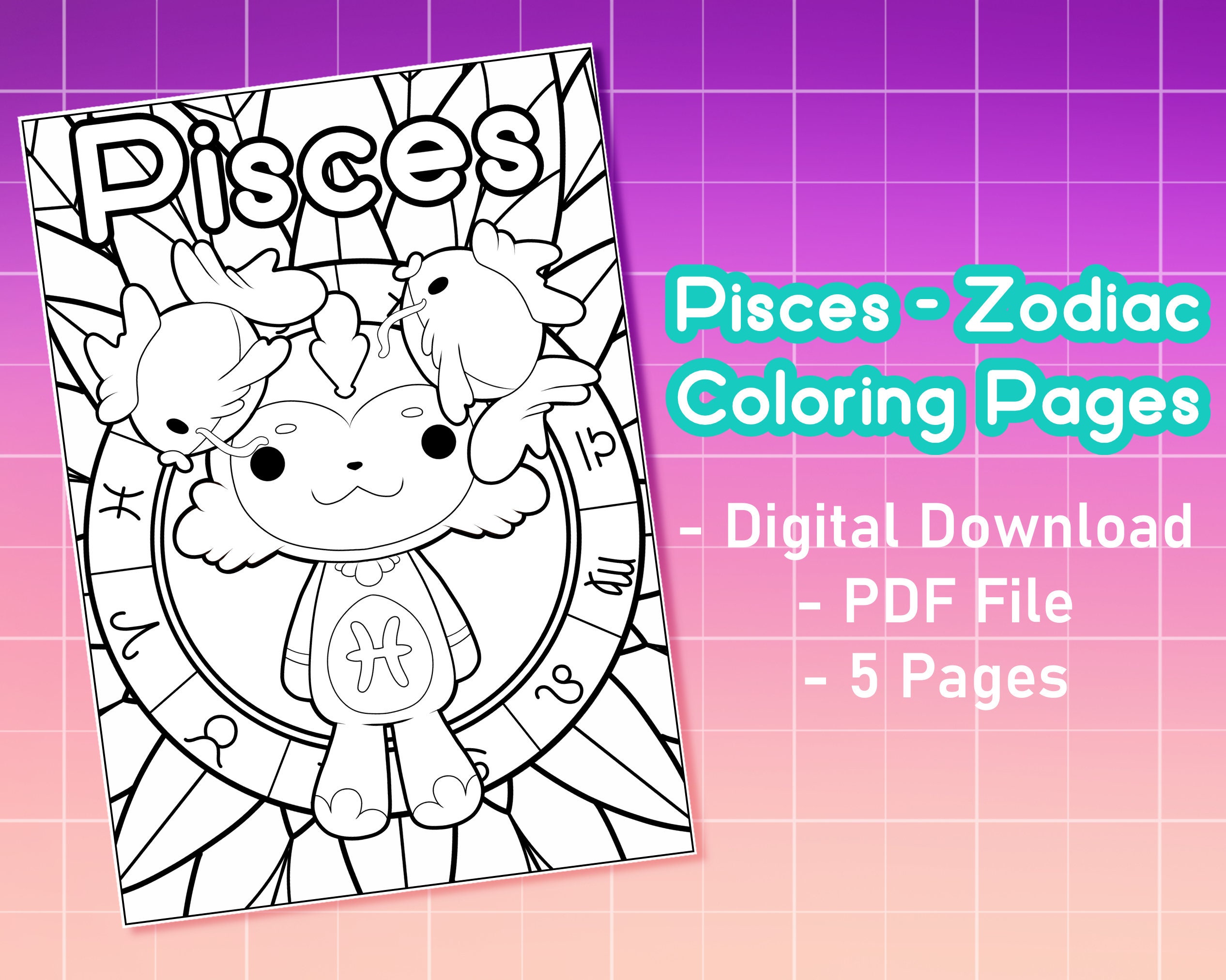 Pisces Coloring Pages Astrological Sign Coloring Pages Cute Zodiac ...