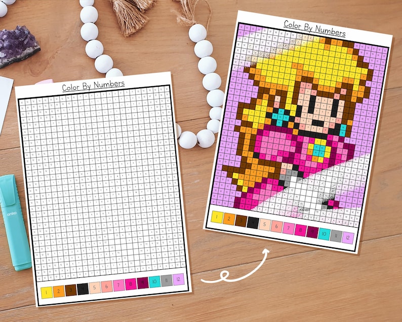 Mario Color by Number: Gaming Pixel Art Coloring Pages | Printables ...
