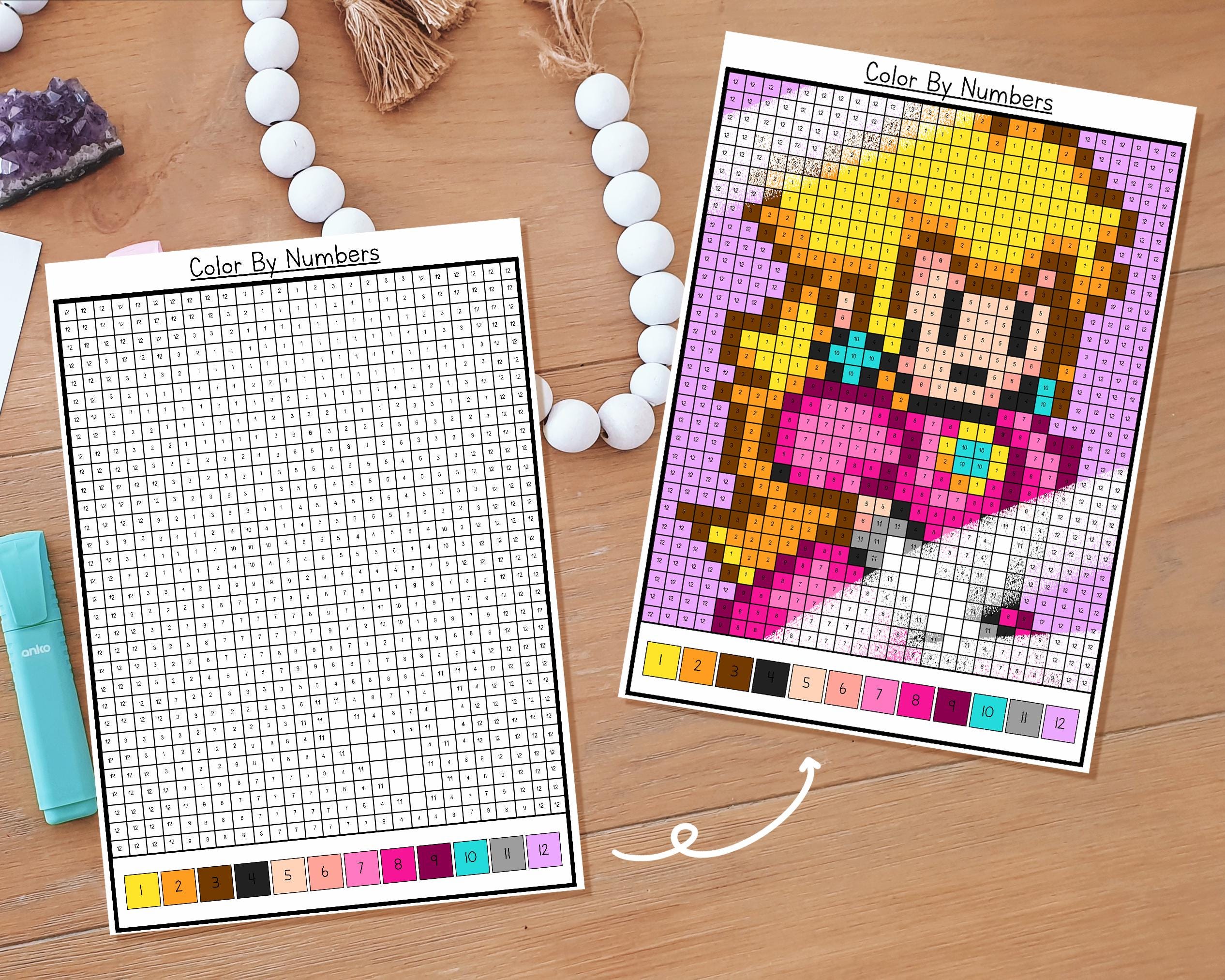 Mario Color by Numbers Pack | Printable | Gaming | Cute | Gamer | Pixel ...