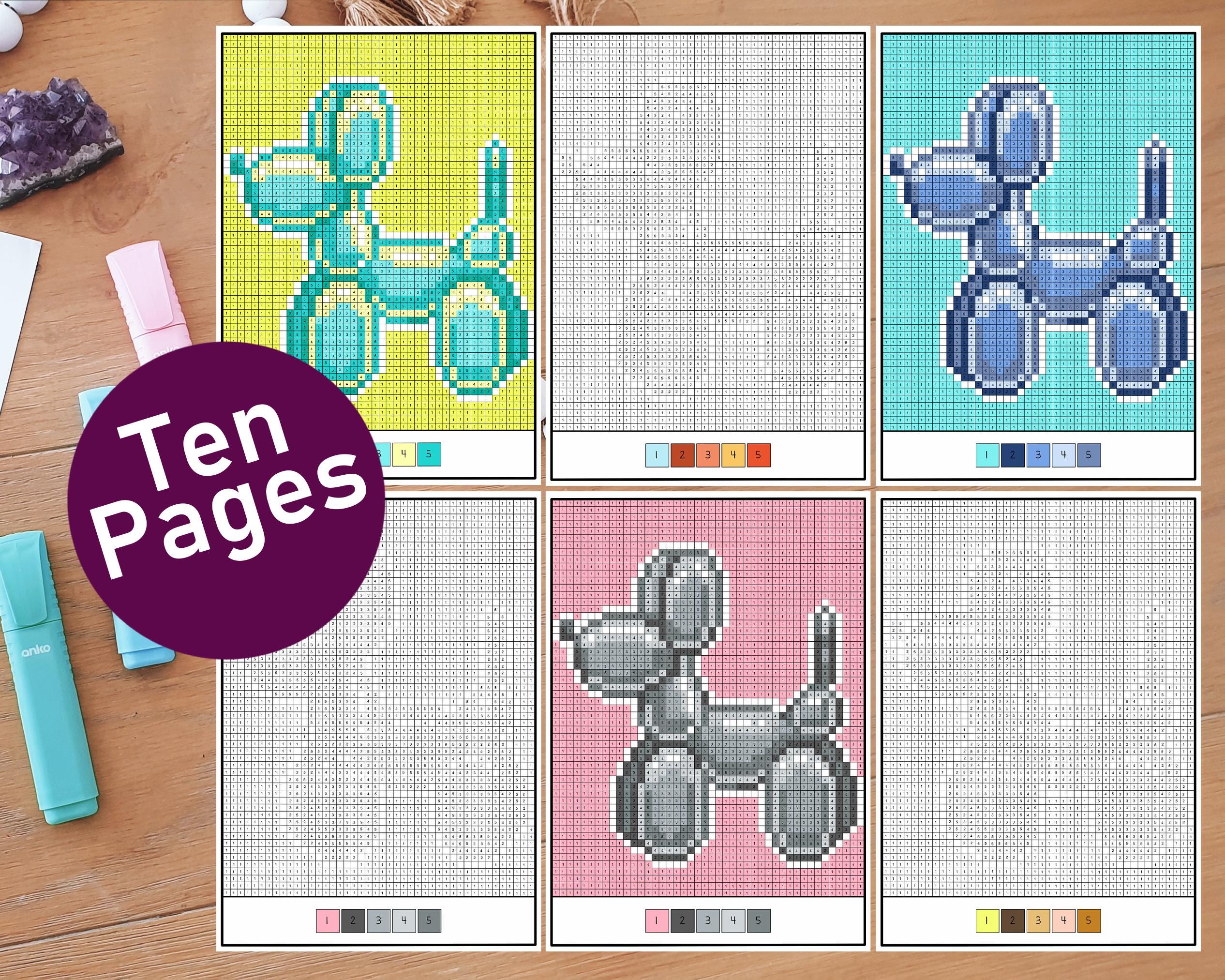 Pixel Balloon Dog Color by Numbers Coloring Pack | Pet Coloring Pages ...