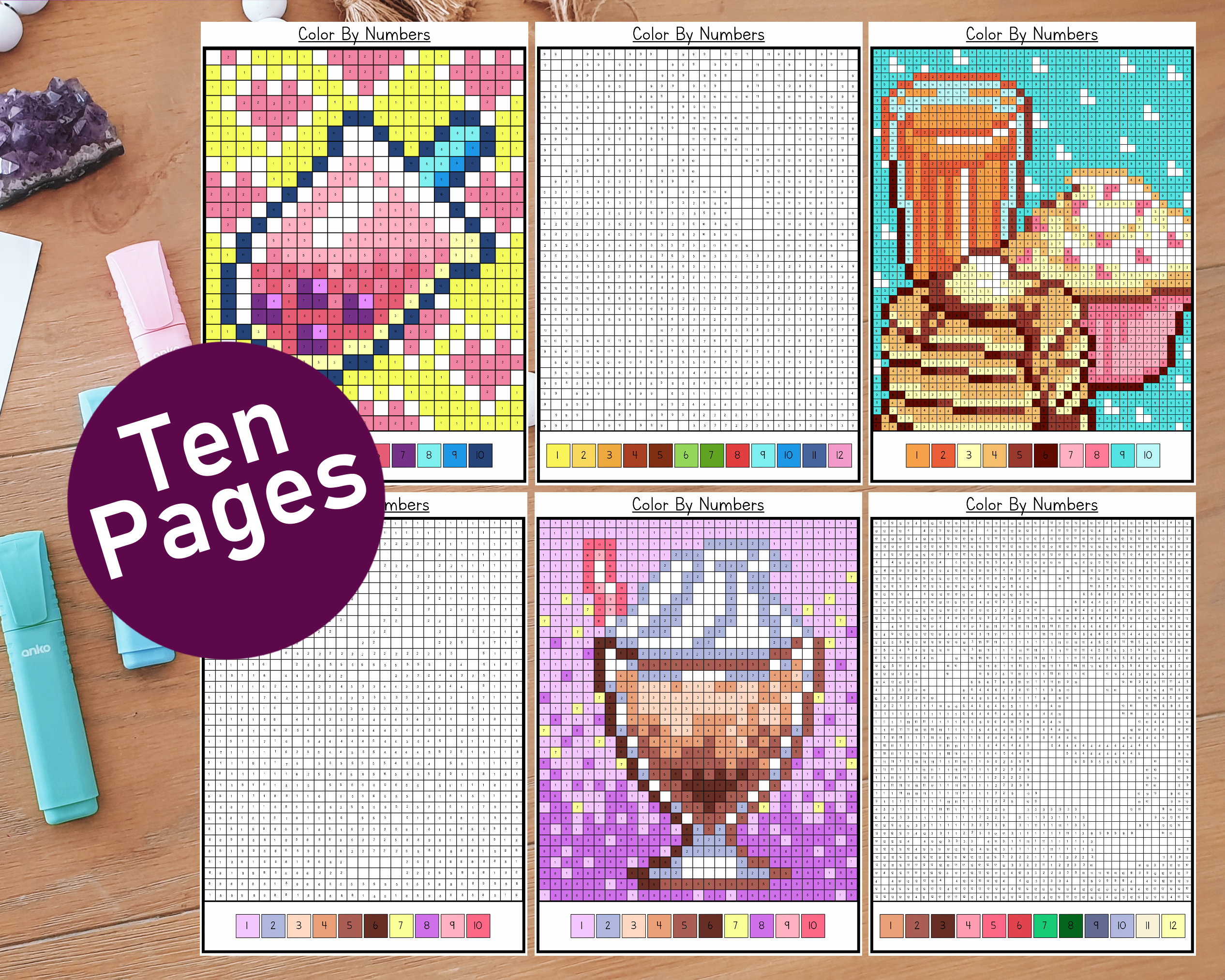 Pixel Food Color by Numbers | Cute Coloring Pages | Kawaii Food ...