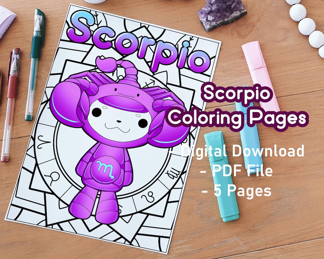 Scorpio Coloring Pages | Astrology Pack | Cute Zodiac | Printables ...