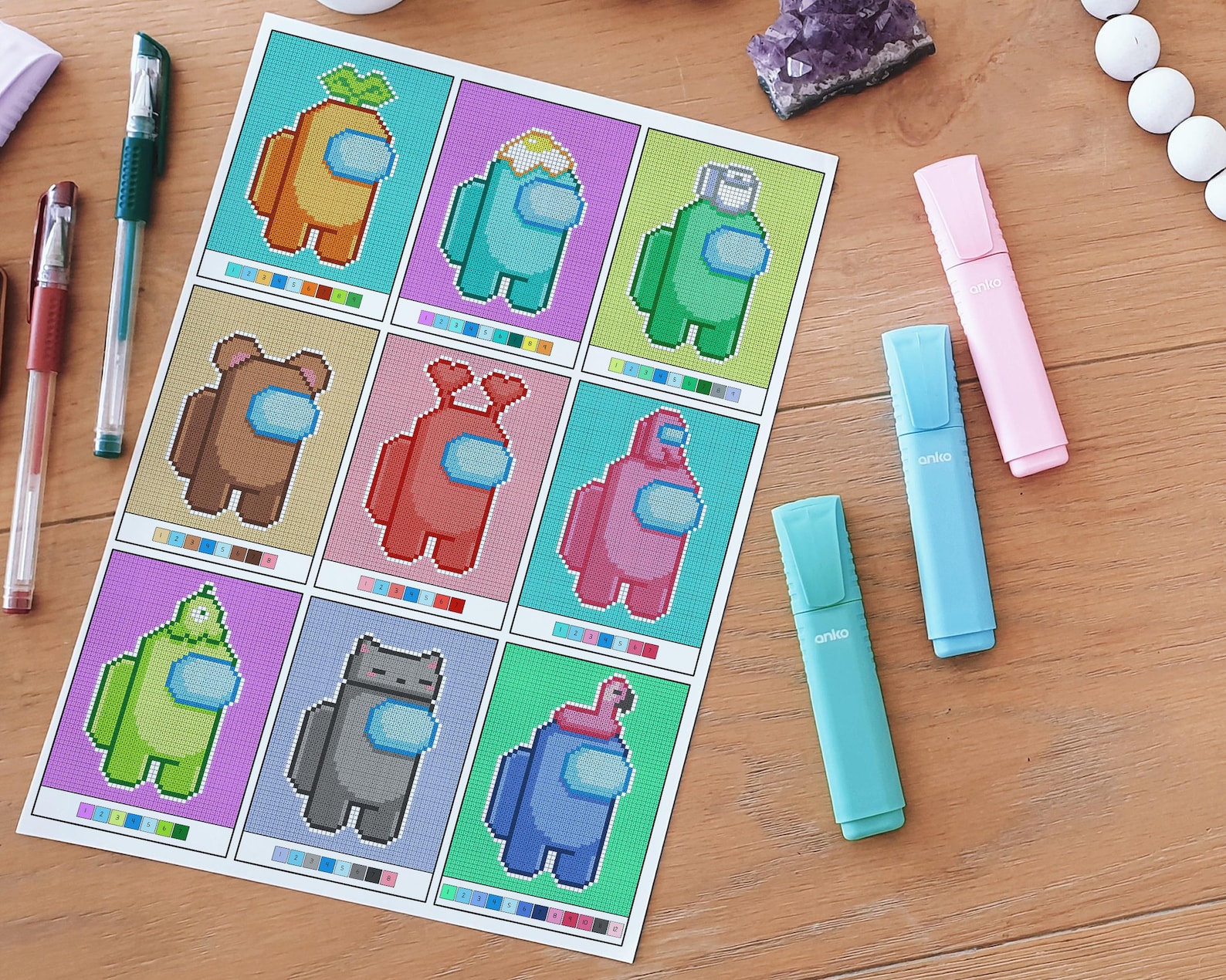 Among Us Color by Number: Pixel Art Coloring Pages (PDF Download ...