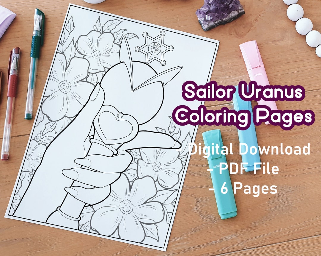 Sailor Uranus Coloring Pack Printable Coloring Pages Digital Sailor ...