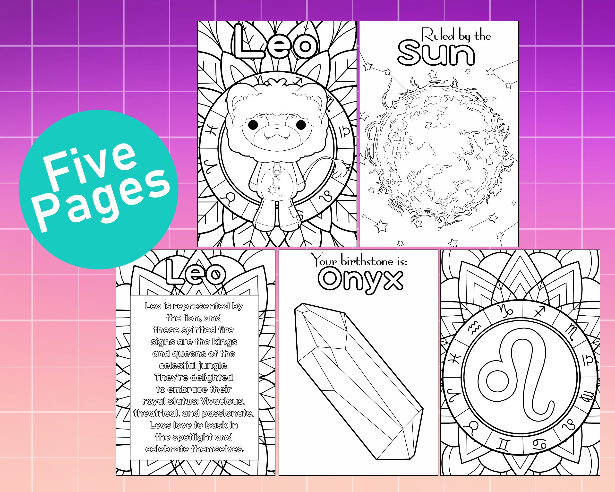 Leo Coloring Pages | Astrological Sign Coloring Pages | Cute Zodiac ...