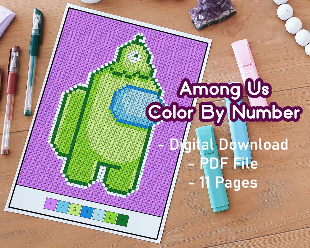 Pixel Among Us Color by Numbers Coloring Pack Positive Coloring Pages ...