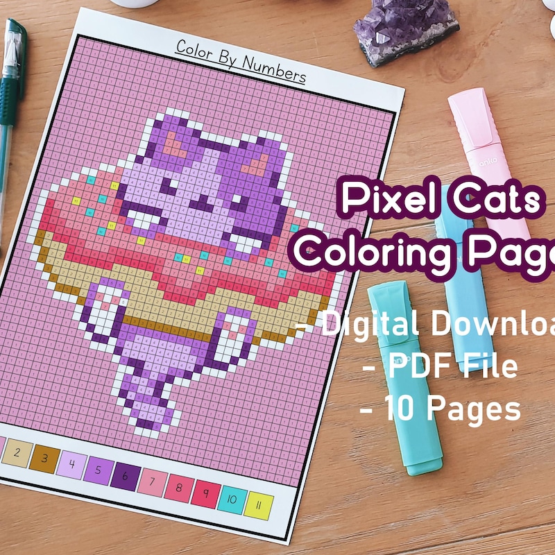 Pixel Art Cat Sticker - Etsy UK