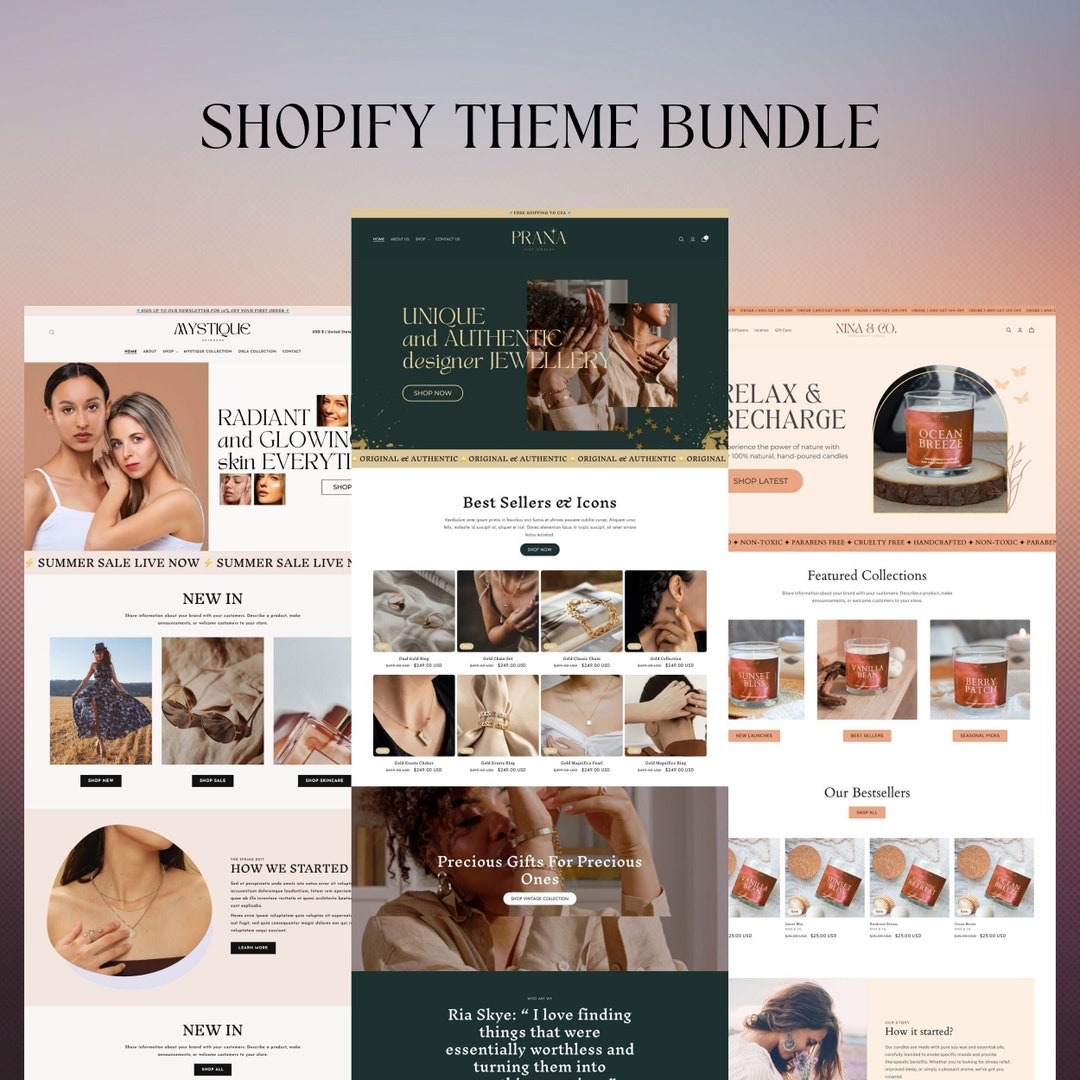 Shopify Theme Bundle, Luxury Shopify Template, Aesthetic Modern Shopify ...