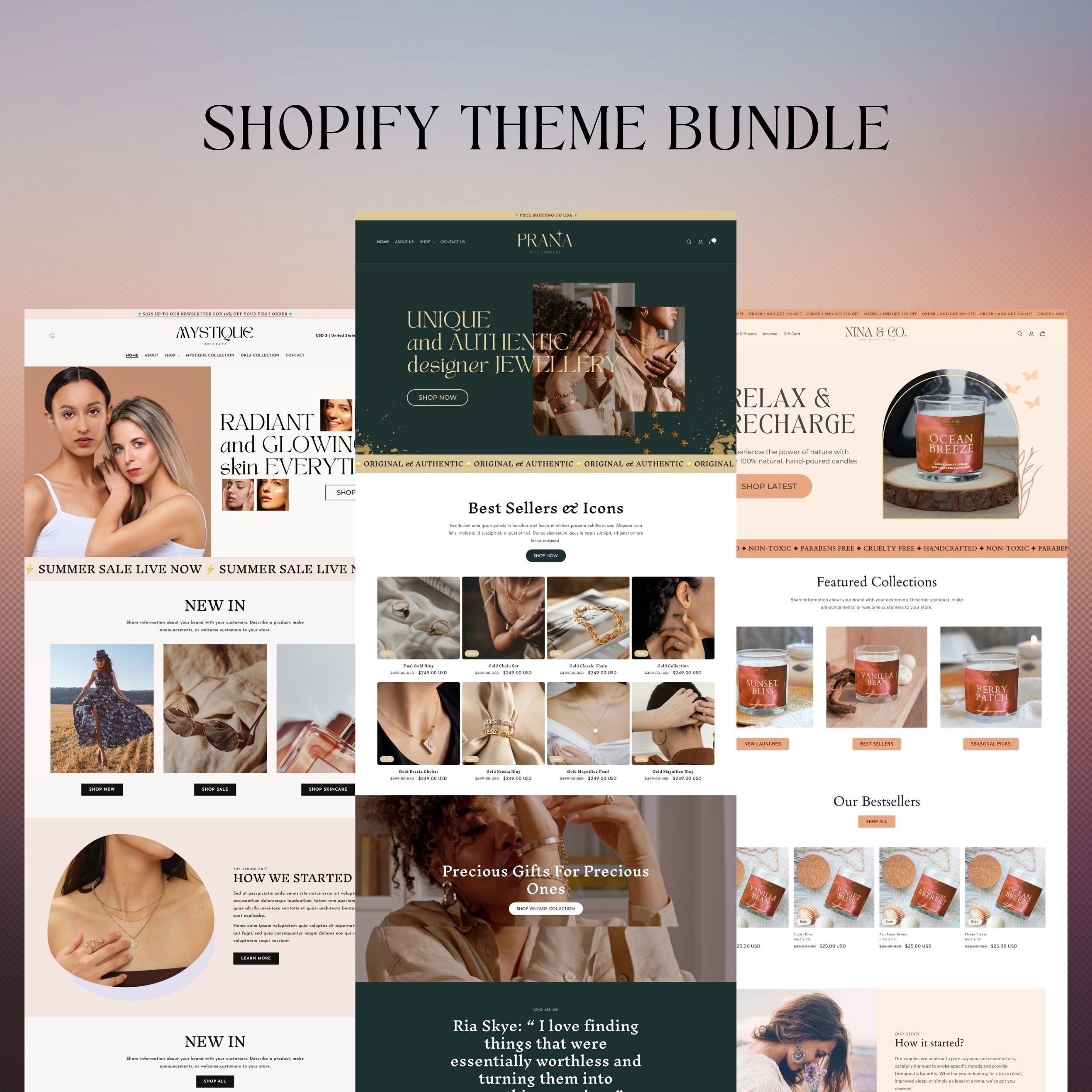 Shopify Theme Bundle, Luxury Shopify Template, Aesthetic Modern Shopify ...