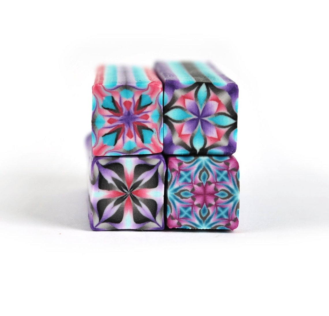 Set of 4 Polymer Clay Cane Kaleidoscope, Spanish, Moroccan Tiles, Raw ...