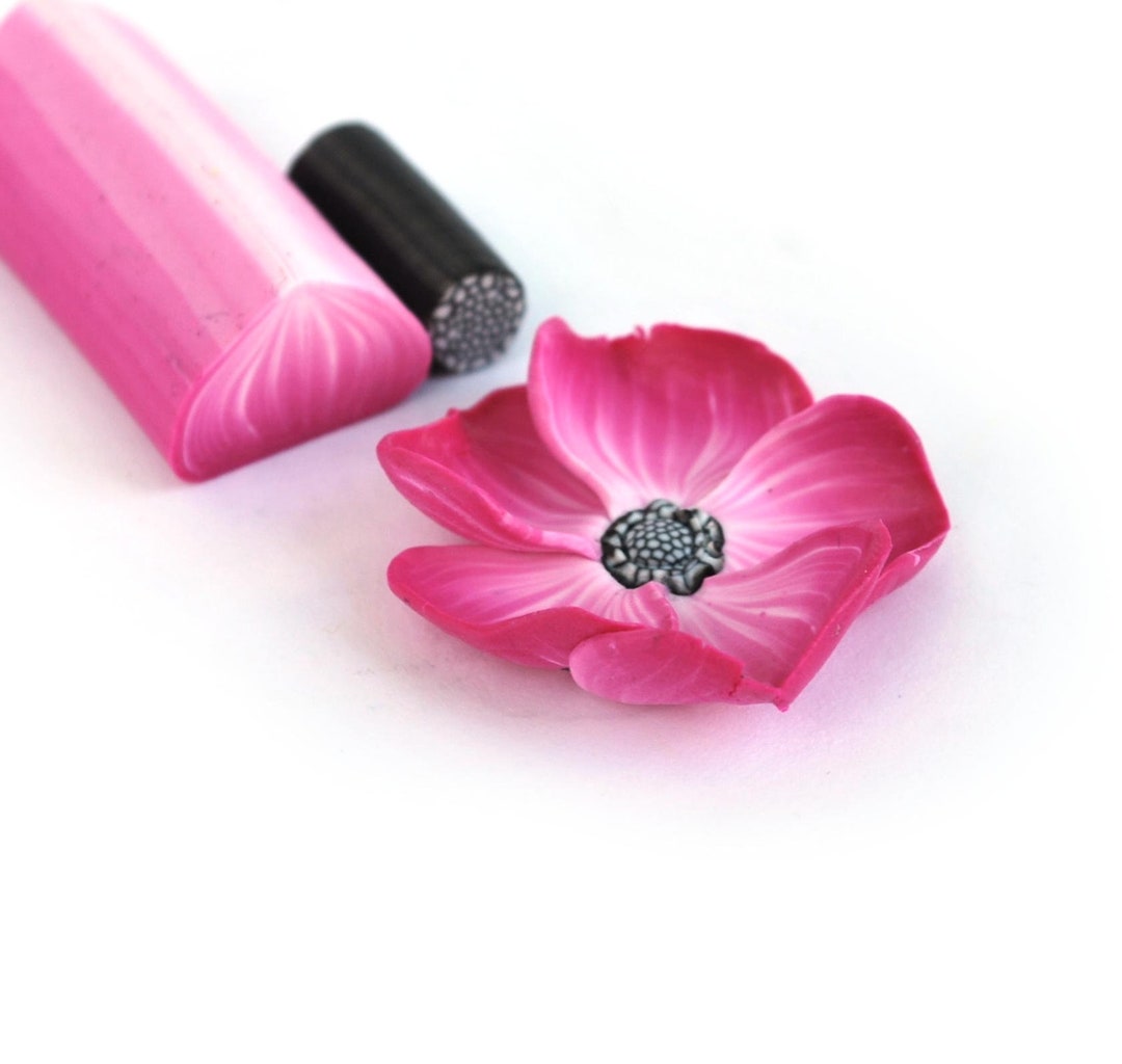 Set of 2 Petal Polymer Clay Canes, Anemones Cane, Raw and Unbaked Cane ...
