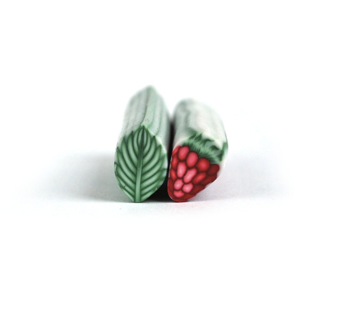 Raspberries Polymer Clay Cane, Raspberries Leaf Polymer Clay Cane, Raw ...