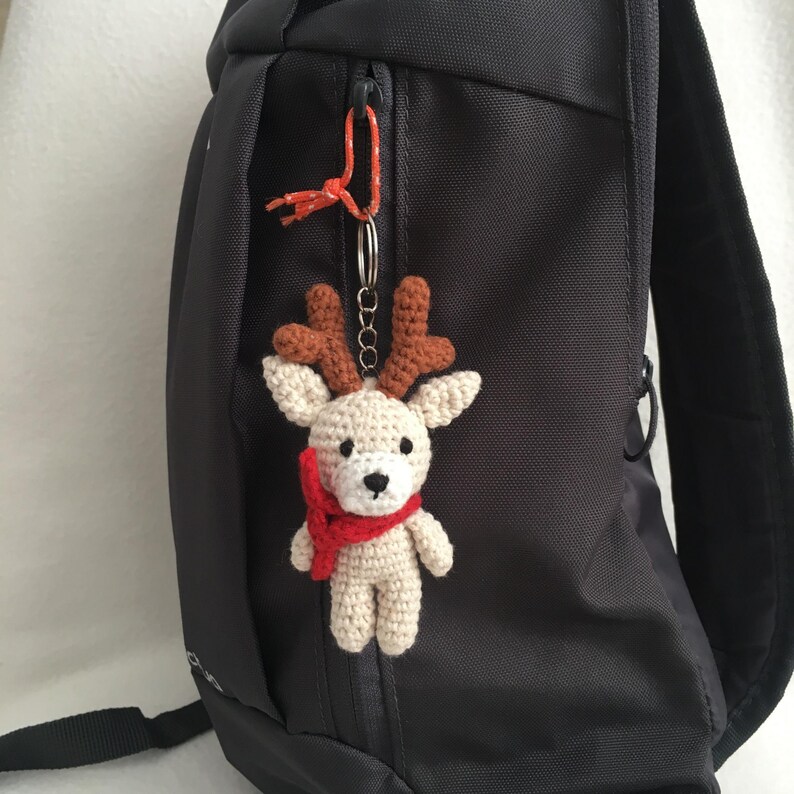 Crochet Reindeer Keychain: Handmade Amigurumi Deer With Scarf - Etsy