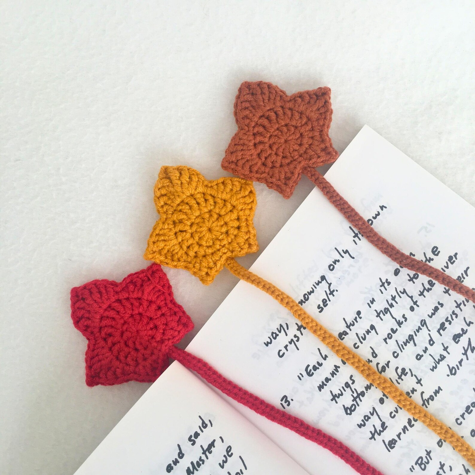 Handmade Crochet Maple Leaf Bookmark, Amigurumi Maple Leaf Bookmark ...