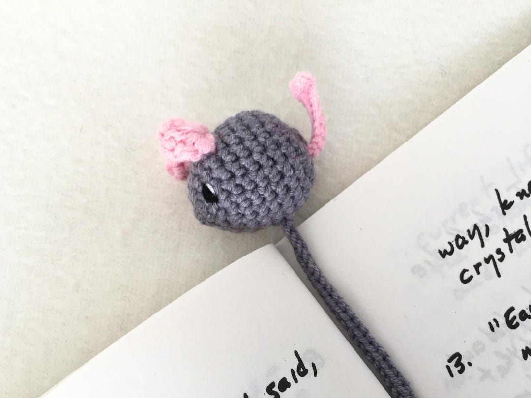 Amigurumi Mouse Bookmark, Crochet Mouse Bookmark, Cute Bookmark, Book ...