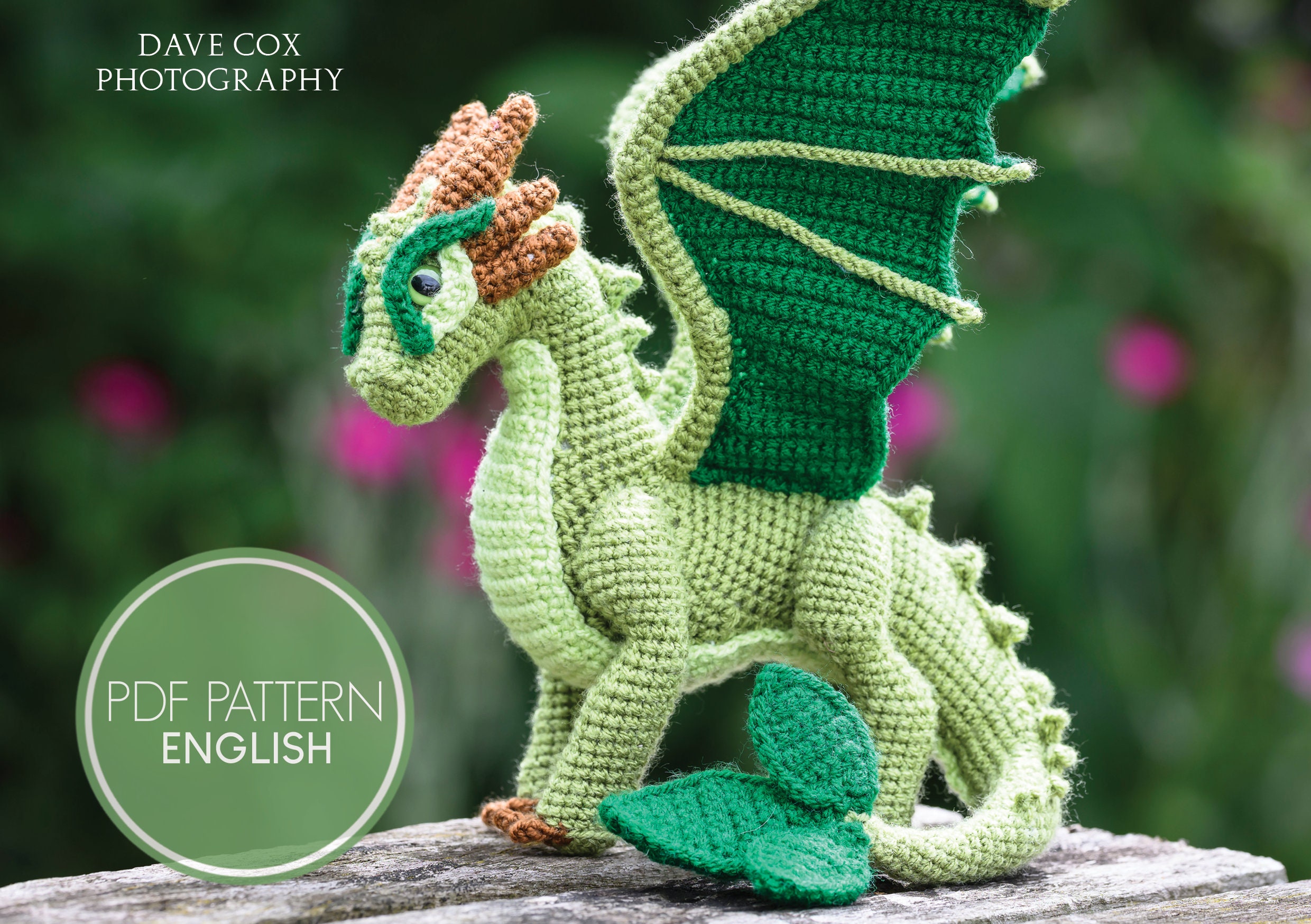 Green Nature Dragon Crochet Pattern PDF UK Terminology Etsy