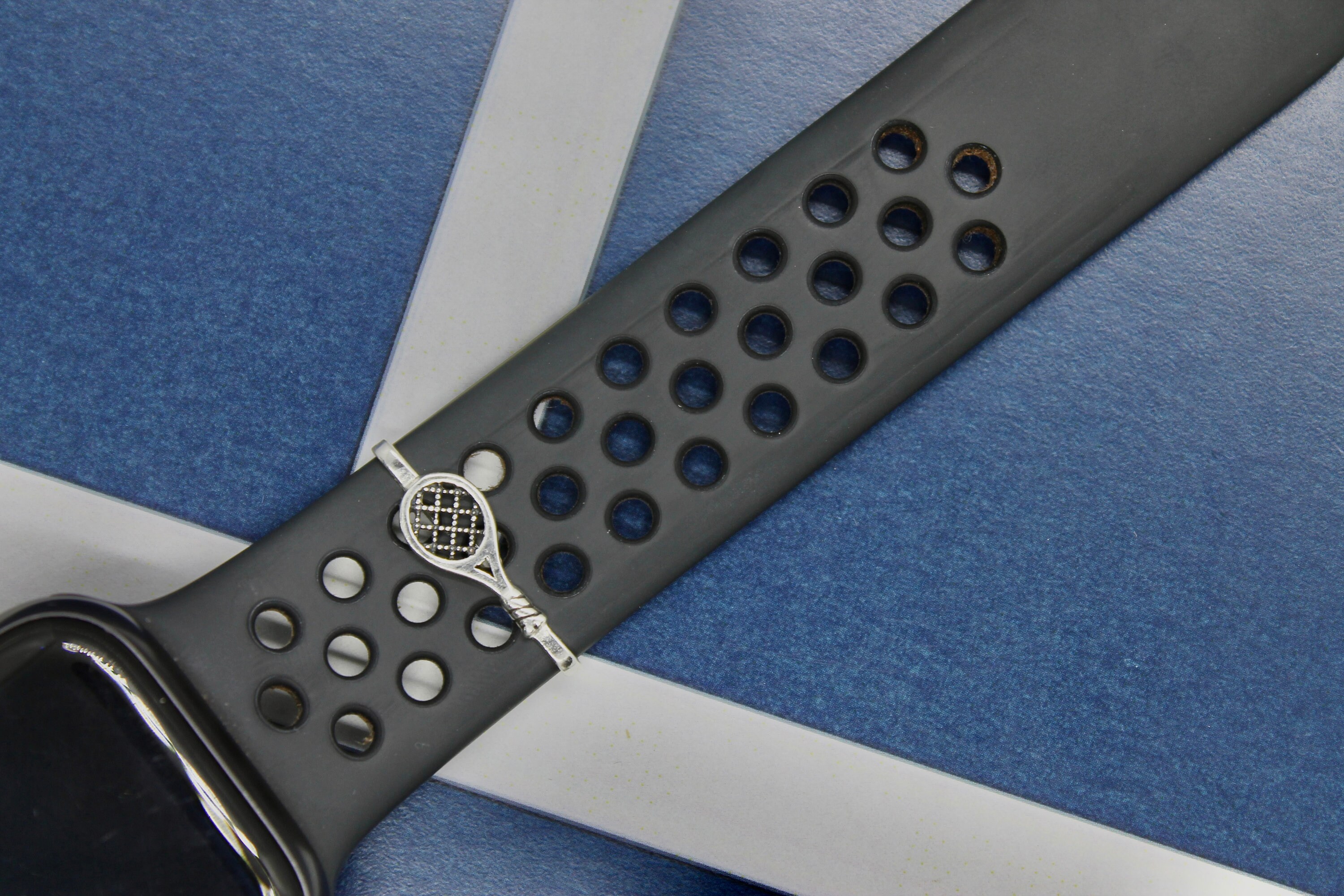 Tennis Racket Watch Band Charm, Sterling Silver Watch Jewelry, Apple ...