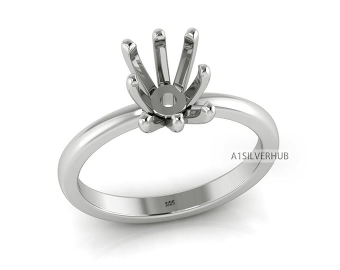 925 Sterling Solid Silver Ring Collet 10 X 8 Mm Octagon Cut Gemstone ...