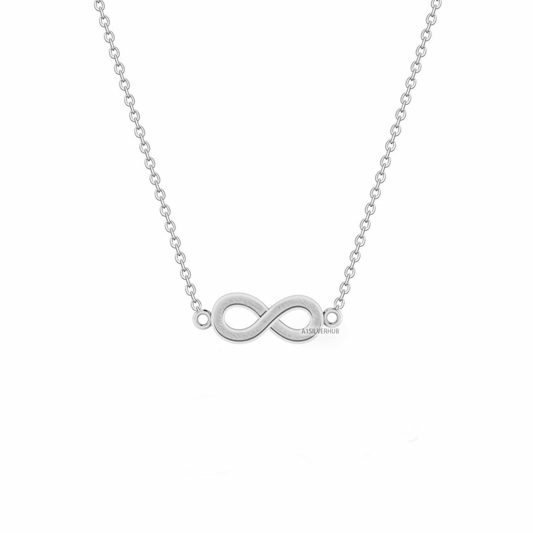 925 Sterling Silver Infinity Symbol Blank Bezel Pendant Necklace, Good ...