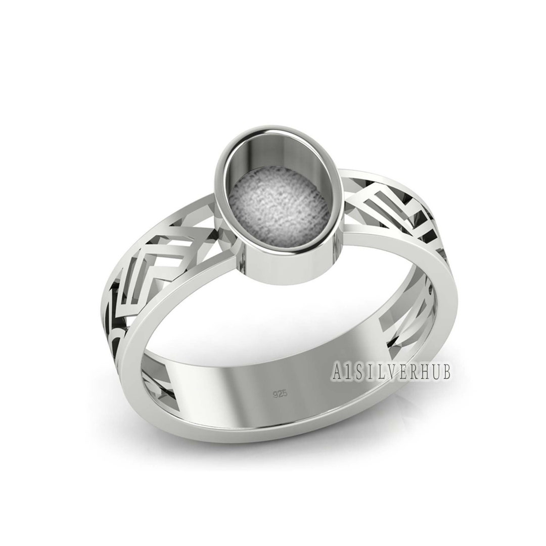 925 Sterling Solid Silver Oval 6x8mm Blank Bezel Wide Designer Band ...